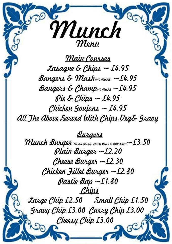 Menu at Munch Belfast LTD restaurant, Belfast, 19-21 Church Ln