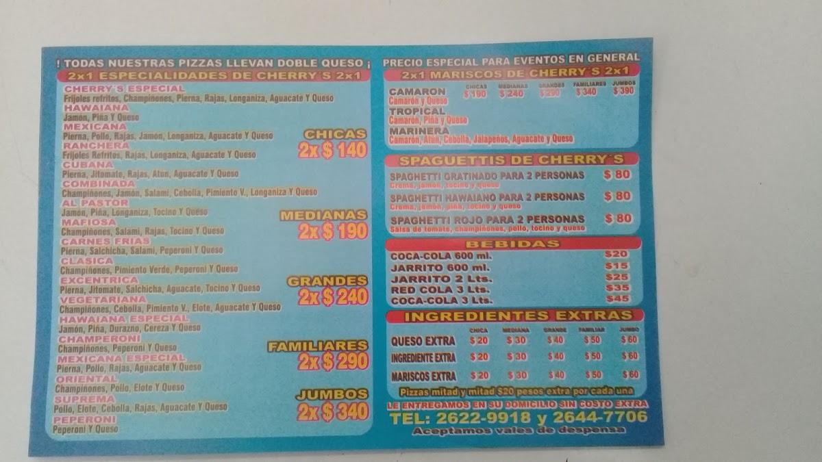 Menu at CHERRYS PIZZAS RECURSOS restaurant, Ecatepec de Morelos