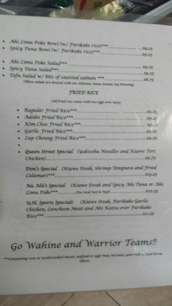 Menu at Queen Street Cafe & Grill, Aiea