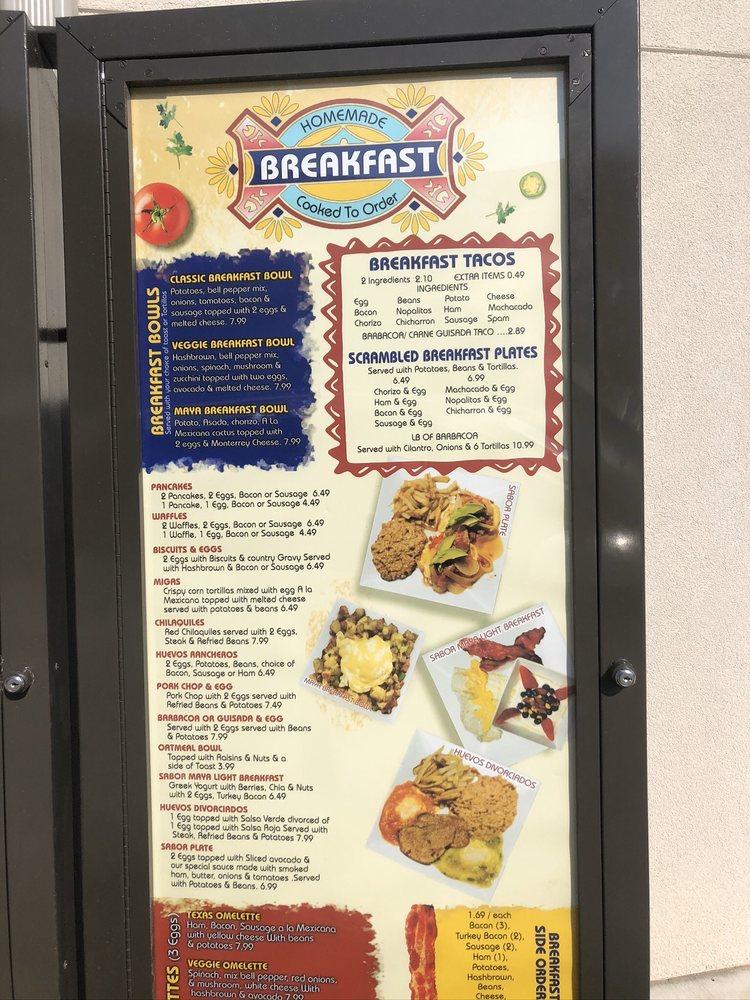 Menu at Sabor Maya Mexican Cuisine restaurant, Portland, 202 Lang Rd