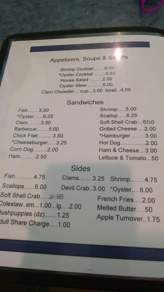 Menu at Calabash Seafood Hut restaurant, Calabash