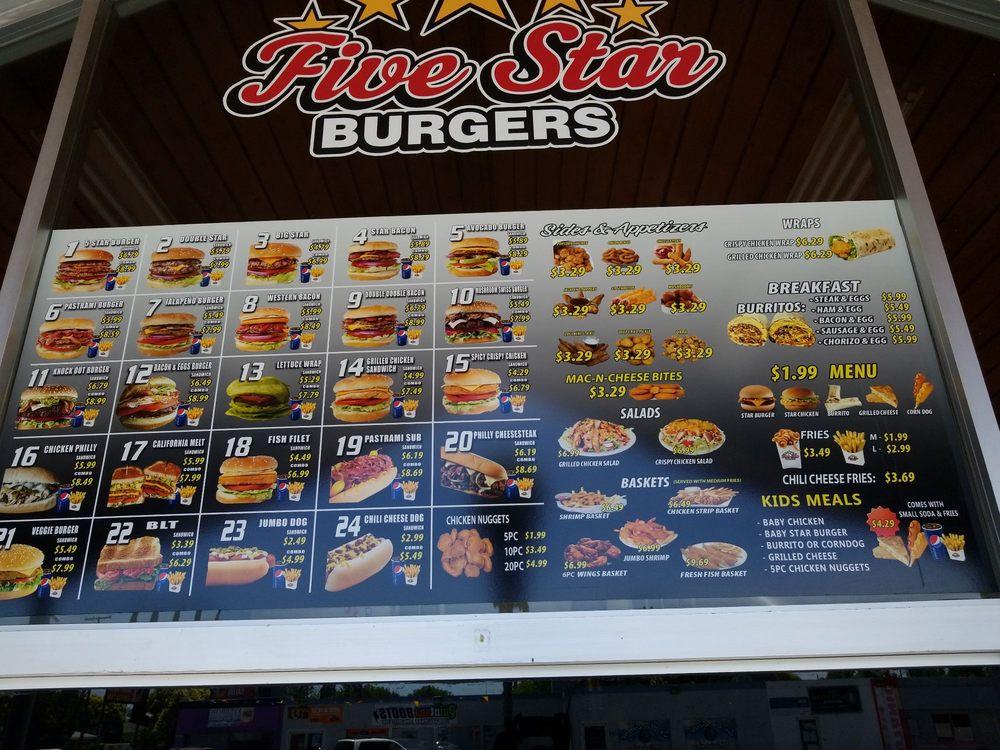 Menu at Five Star Burger Merced fast food, Merced