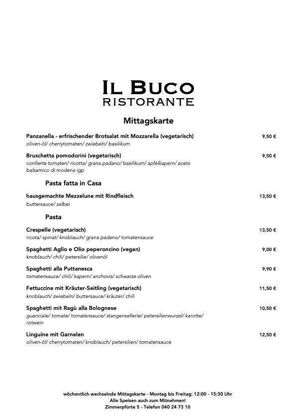 Speisekarte Restaurant Il Buco In Hamburg – TUYMCH