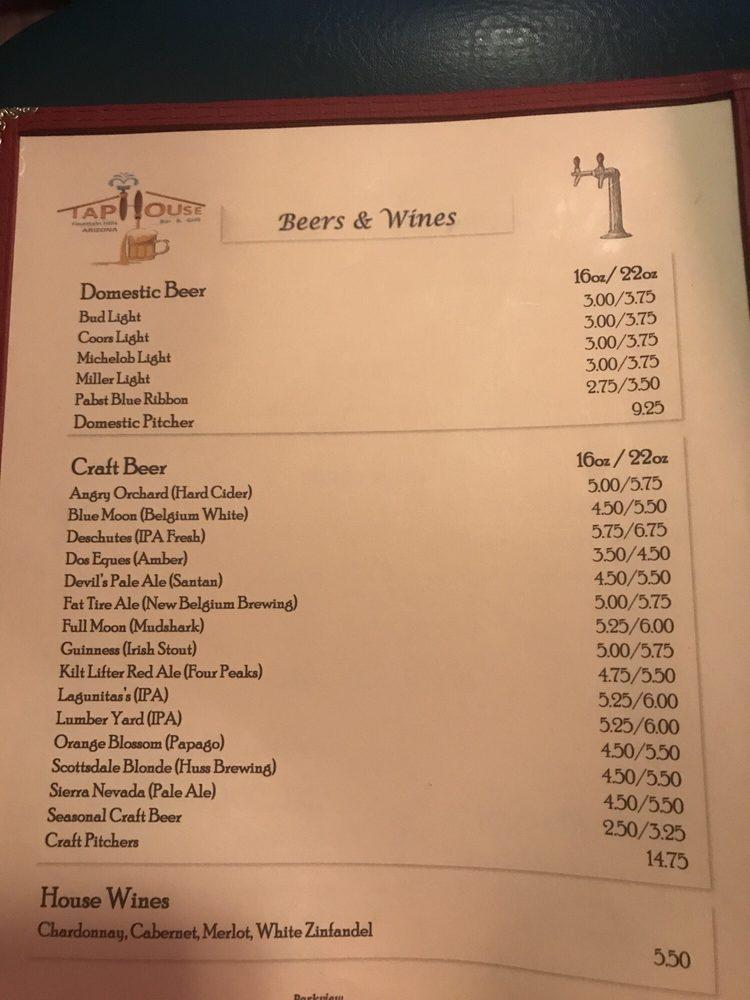 Menu at Parkview Tap House pub & bar, Fountain Hills