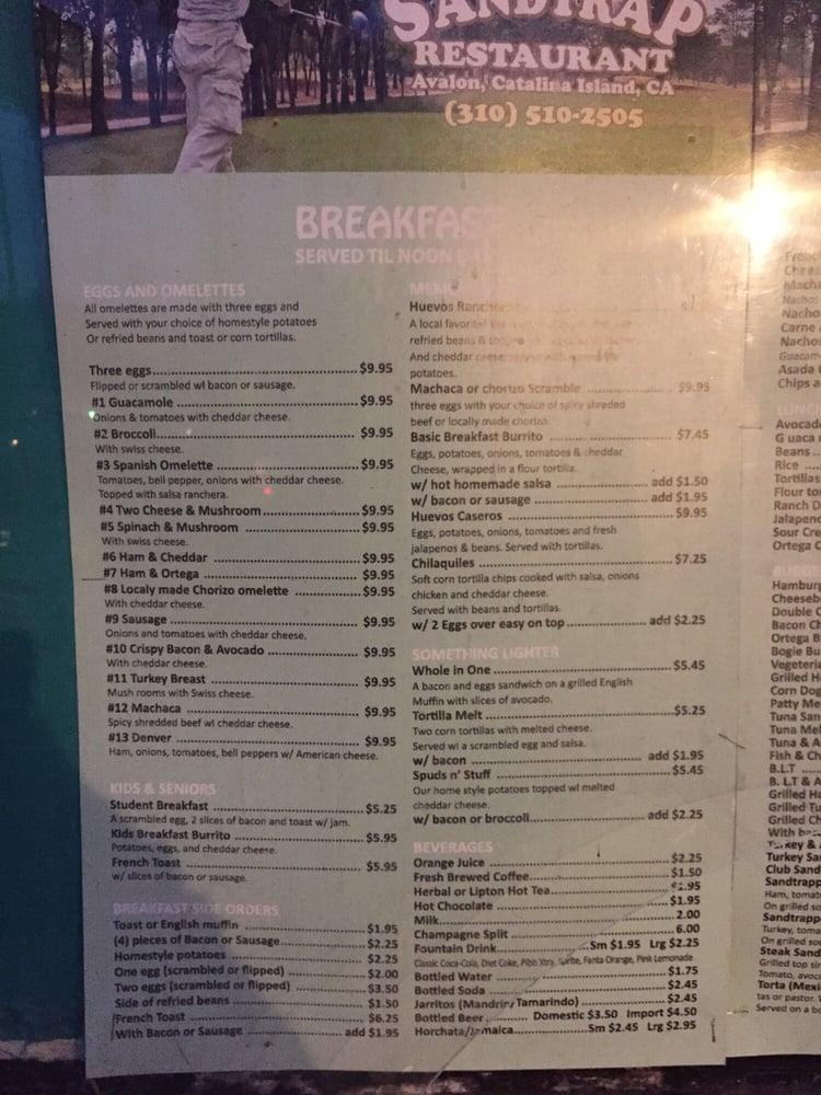 Menu at The Sandtrap pub & bar, Avalon, Avalon Cyn Rd