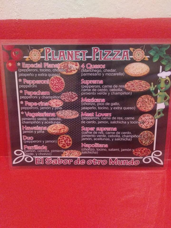 Menu at PLANET PIZZA restaurant, Santiago Tezontlale