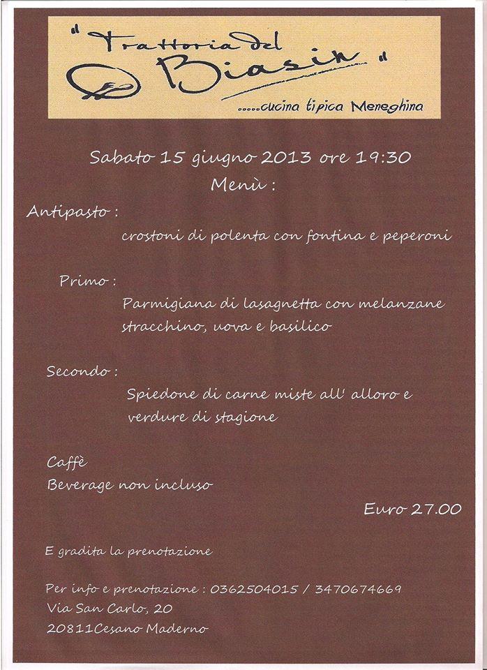 Menu da TRATTORIA-PIZZERIA DEL BIASIN, Cesano Maderno