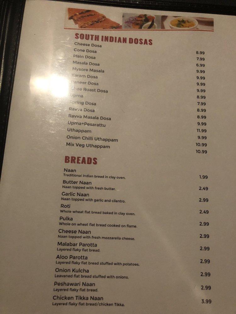 Menu at Dharani Express restaurant, Raleigh