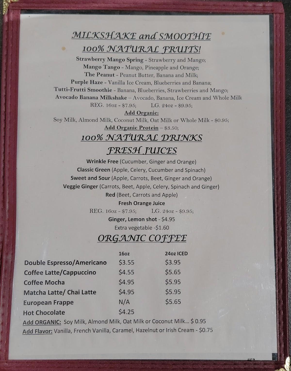 Menu at La Creme Cafe, Los Angeles, Santa Monica Blvd