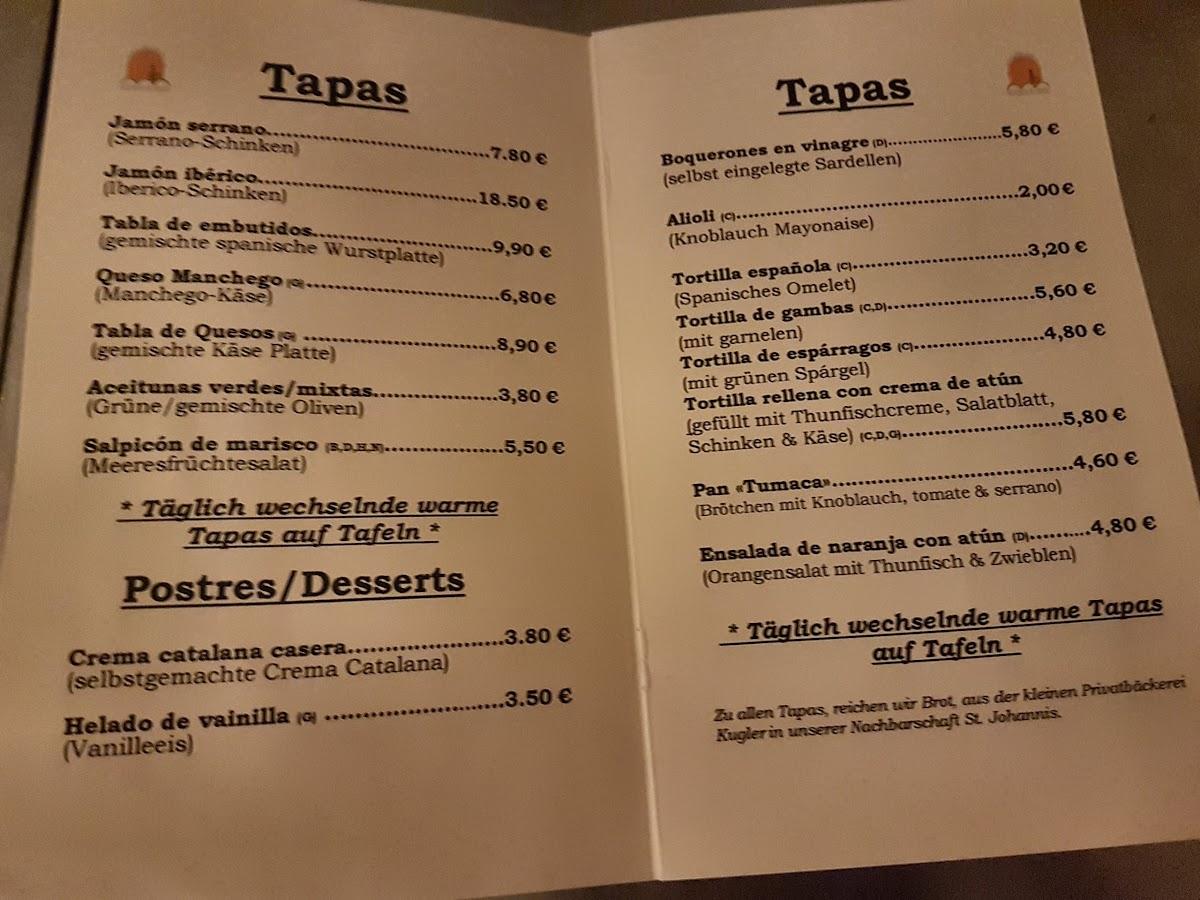 Speisekarte von Bodega El Gato pub & Bar, Nürnberg