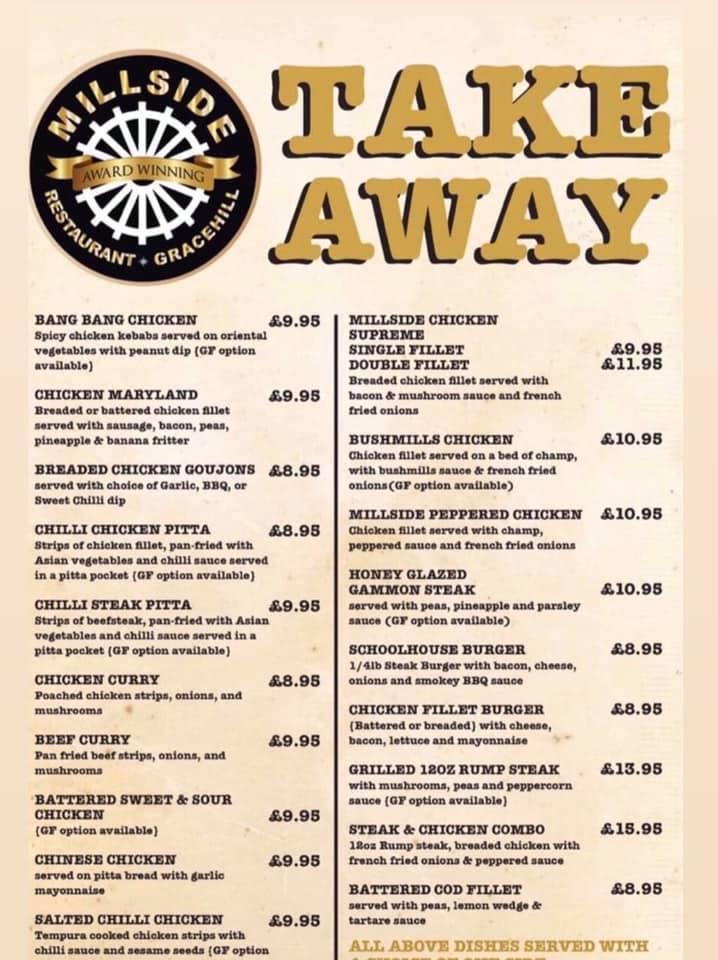 Menu at Millside Restaurant, Ballymena
