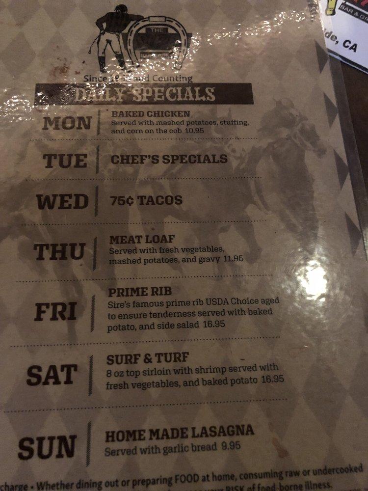 Menu at Sire Restaurant, Riverside