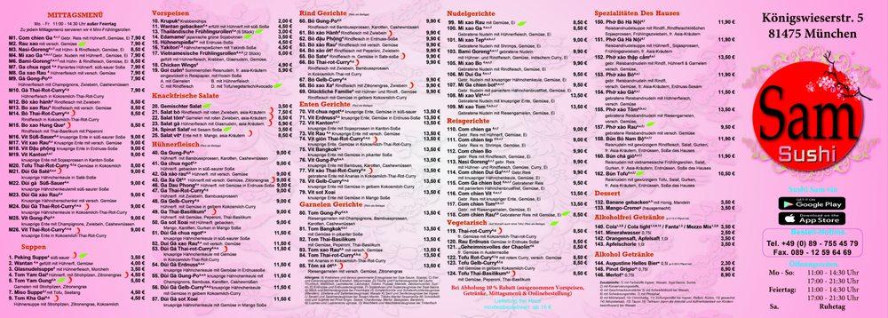 Speisekarte von Sushi Sam restaurant, München