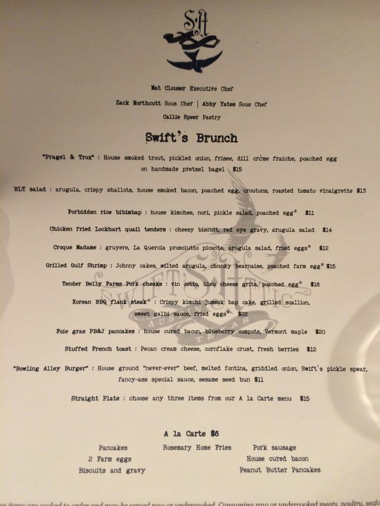 Menu at Swift's Attic pub & bar, Austin