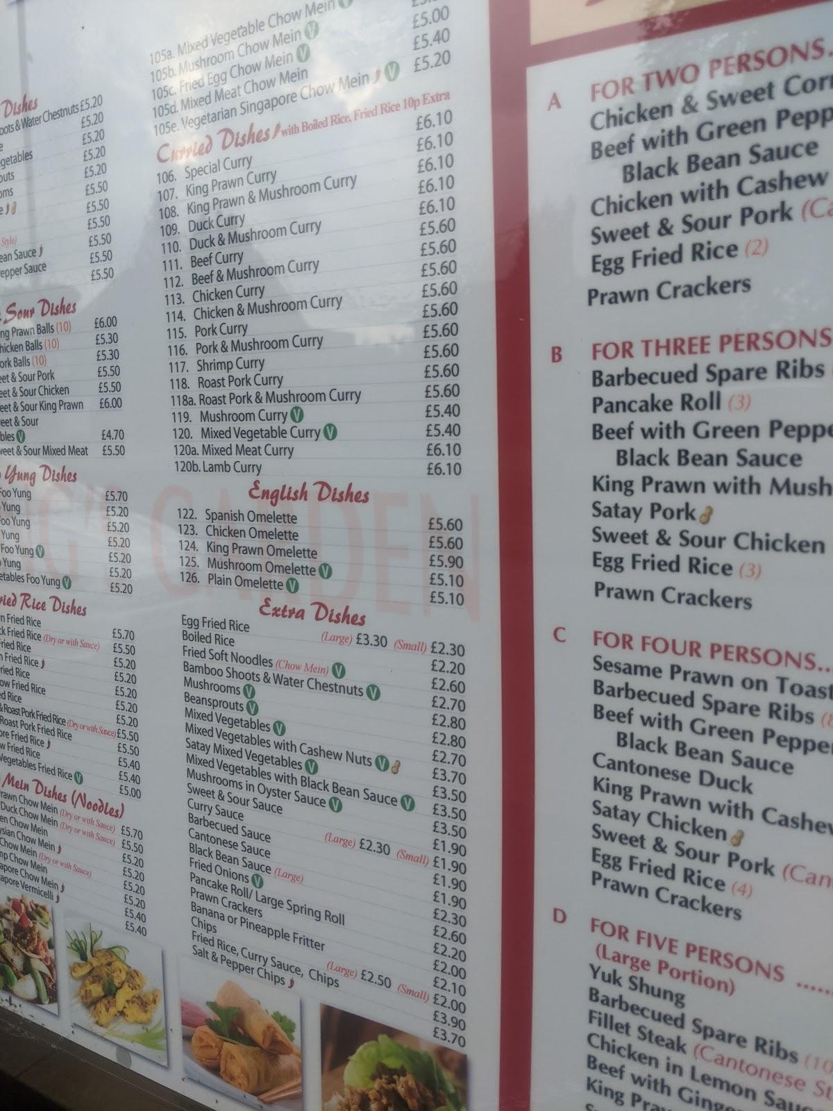 Menu at Tangs Garden fast food, Sutton Coldfield