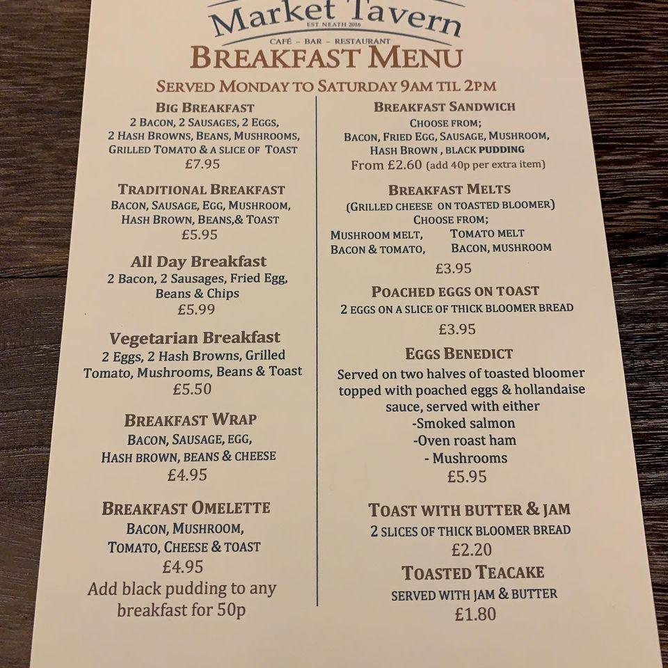 Menu at The Old Market Tavern restaurant, Neath