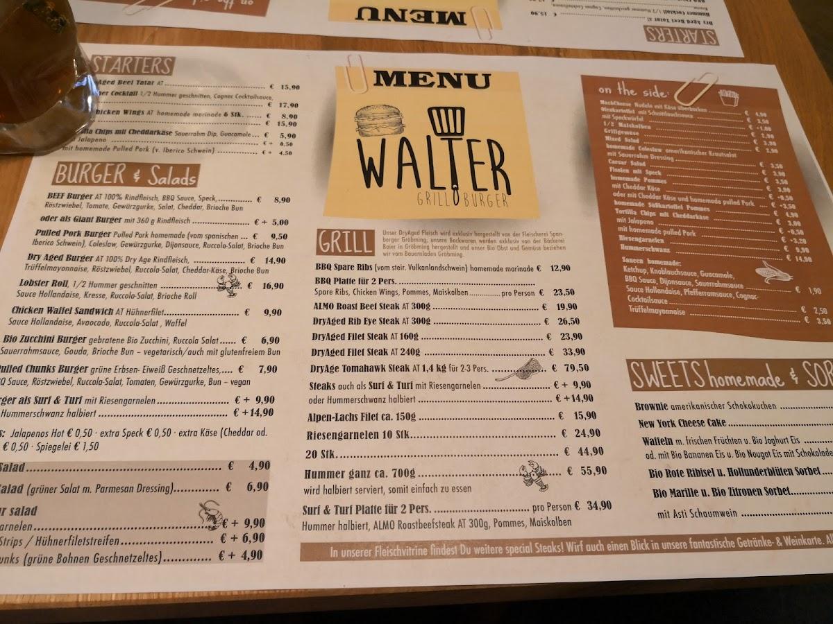 Menu au Walter Restaurant, Gröbming