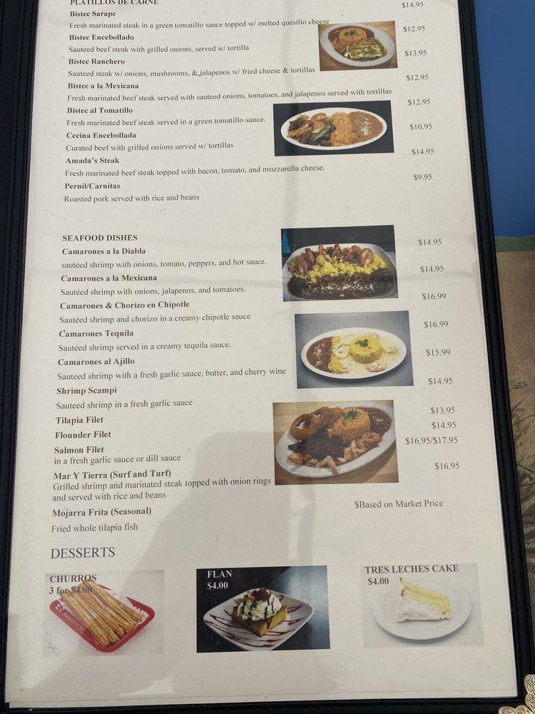 Menu at Amada's Kitchen AUTHENTIC MEXICAN food restaurant, Washingtonville