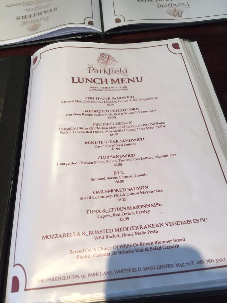Menu at The Parkfield Inn pub & bar, Manchester