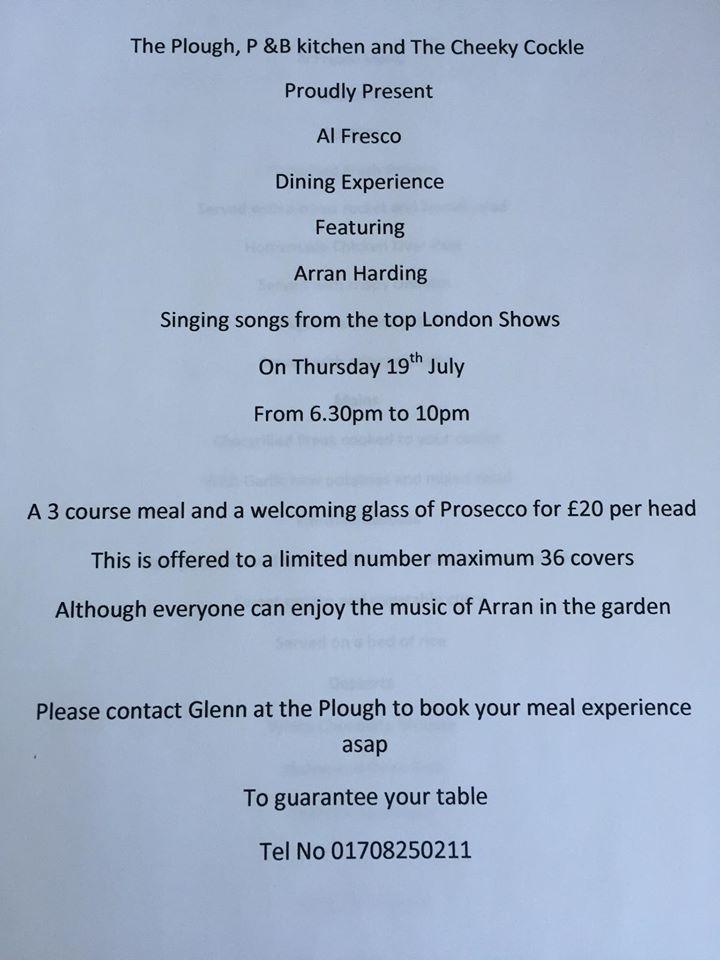 Menu at The Plough pub & bar, Upminster, 83 Front Ln