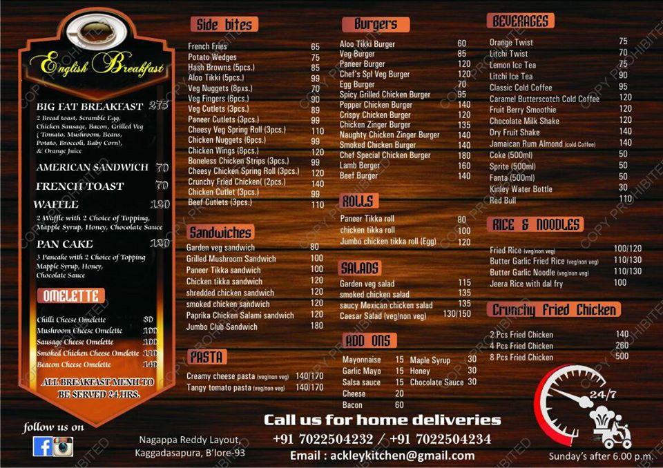 Menu at Ashley Kitchen, Bengaluru
