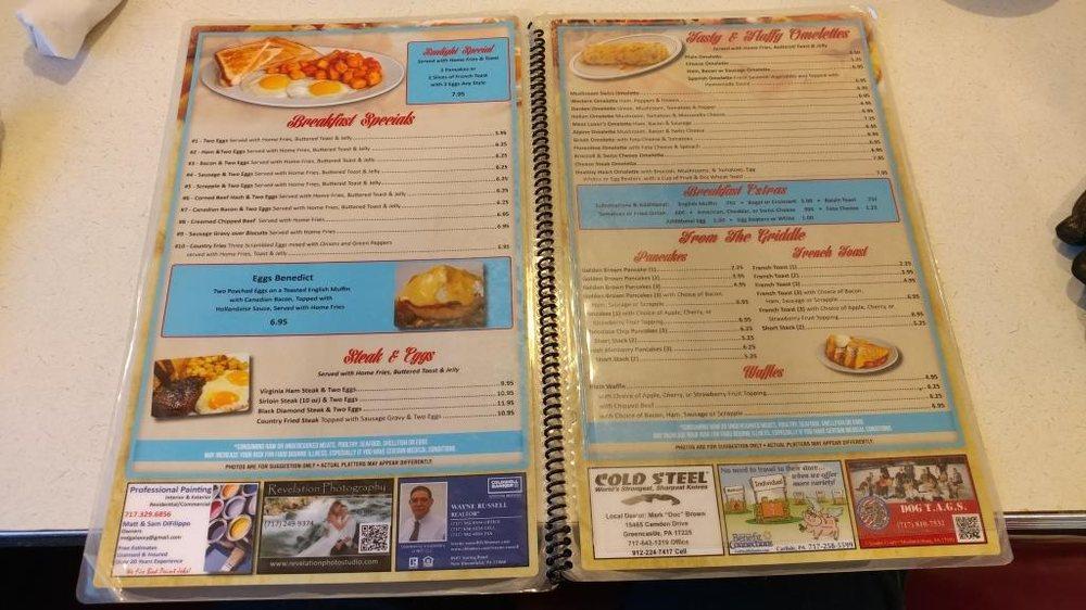 Menu at Camp Hill Diner restaurant, Camp Hill, Simpson Ferry Rd