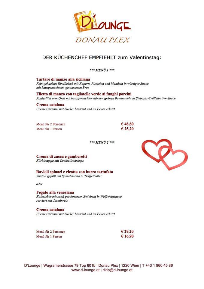 Menu at D-Lounge-Donauplex restaurant, Austria