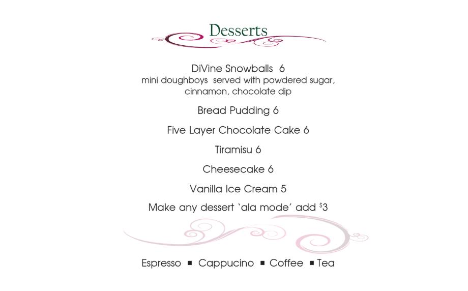Menu at DiVine Italian Bistro pizzeria, Warwick