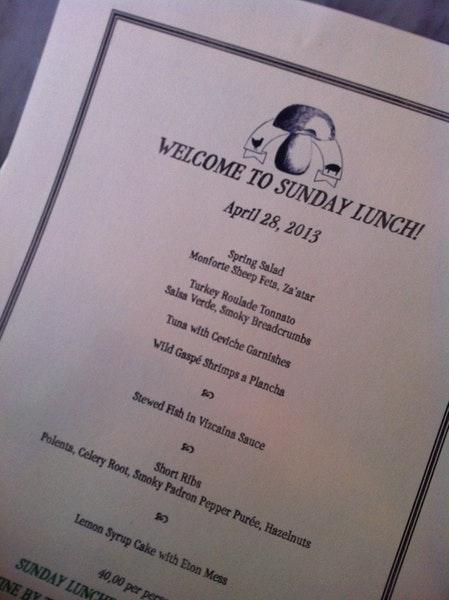 Menu at Edulis Restaurant, Toronto, 169 Niagara St