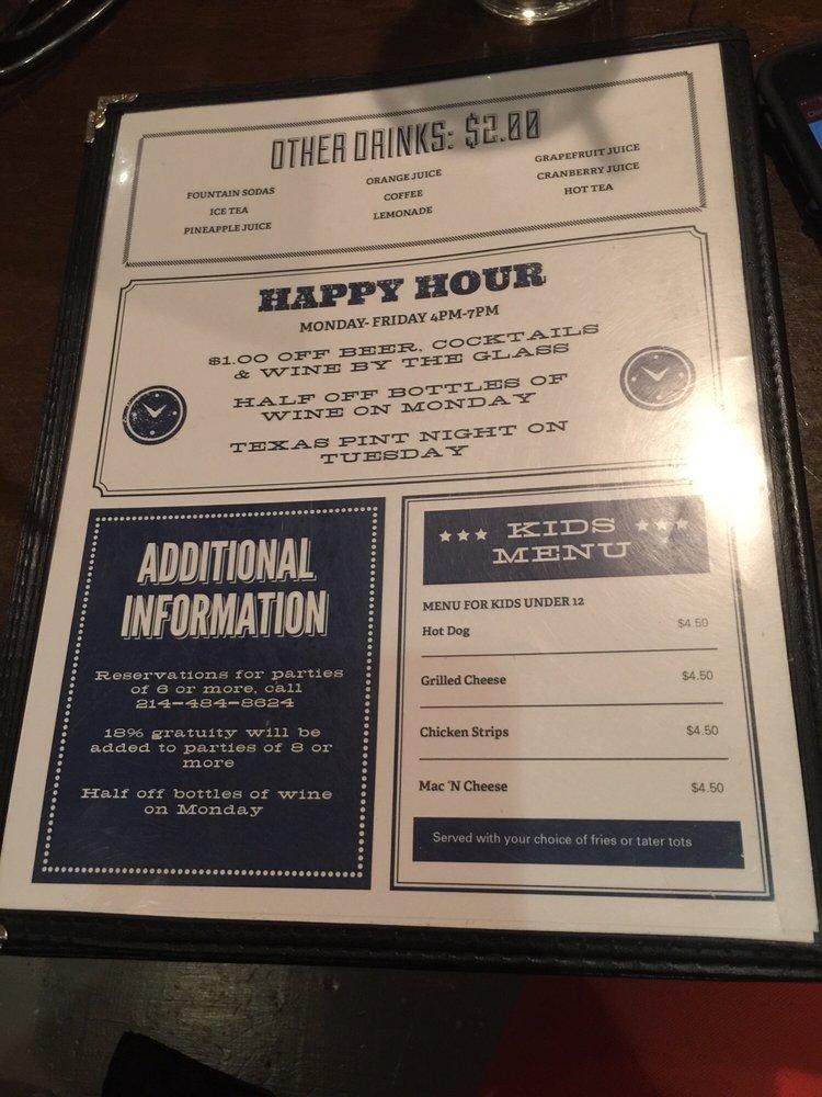 Menu at Lake House Bar and Grill, Dallas