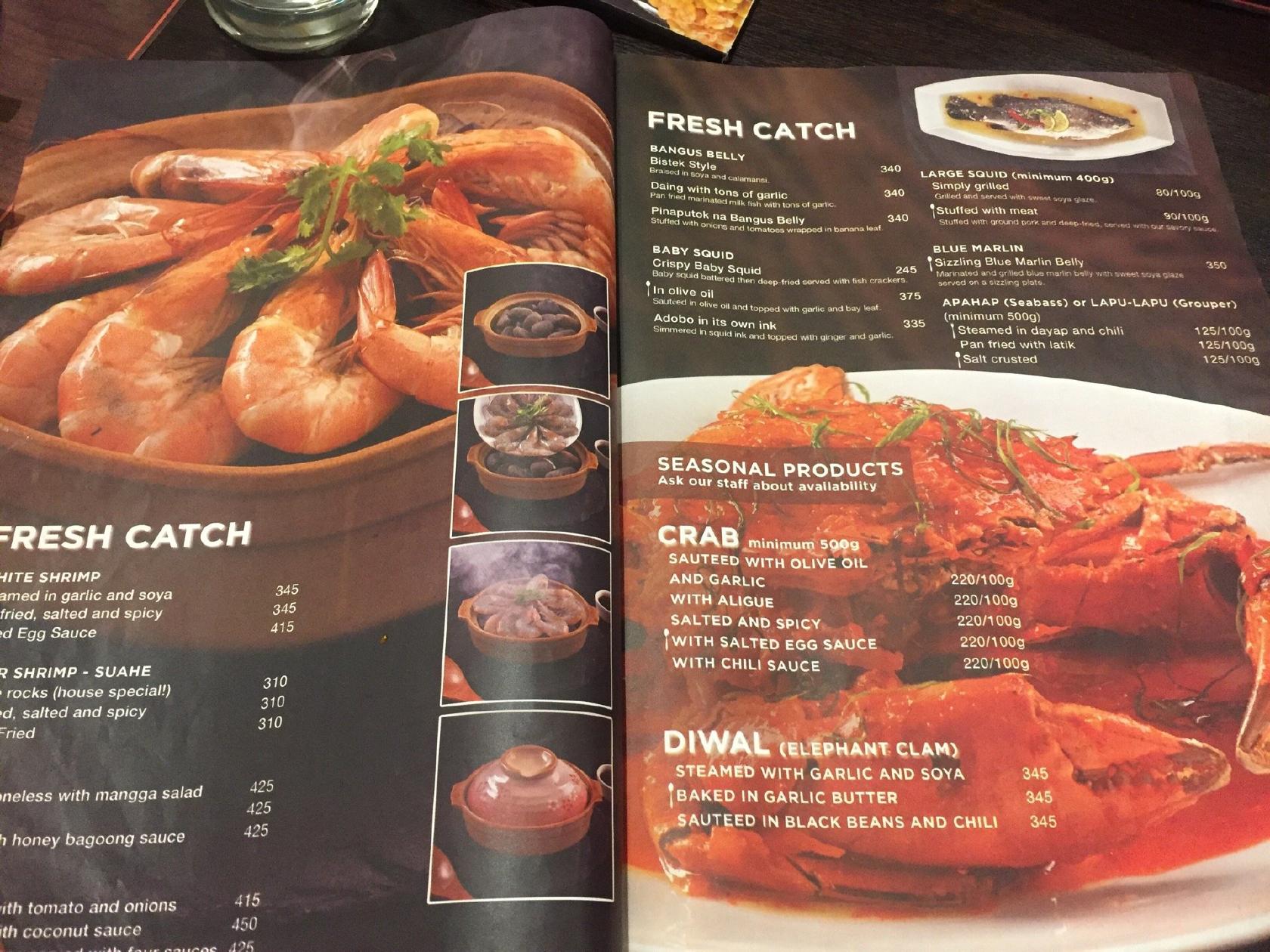 Menu at Mesa Filipino Moderne restaurant, Calamba