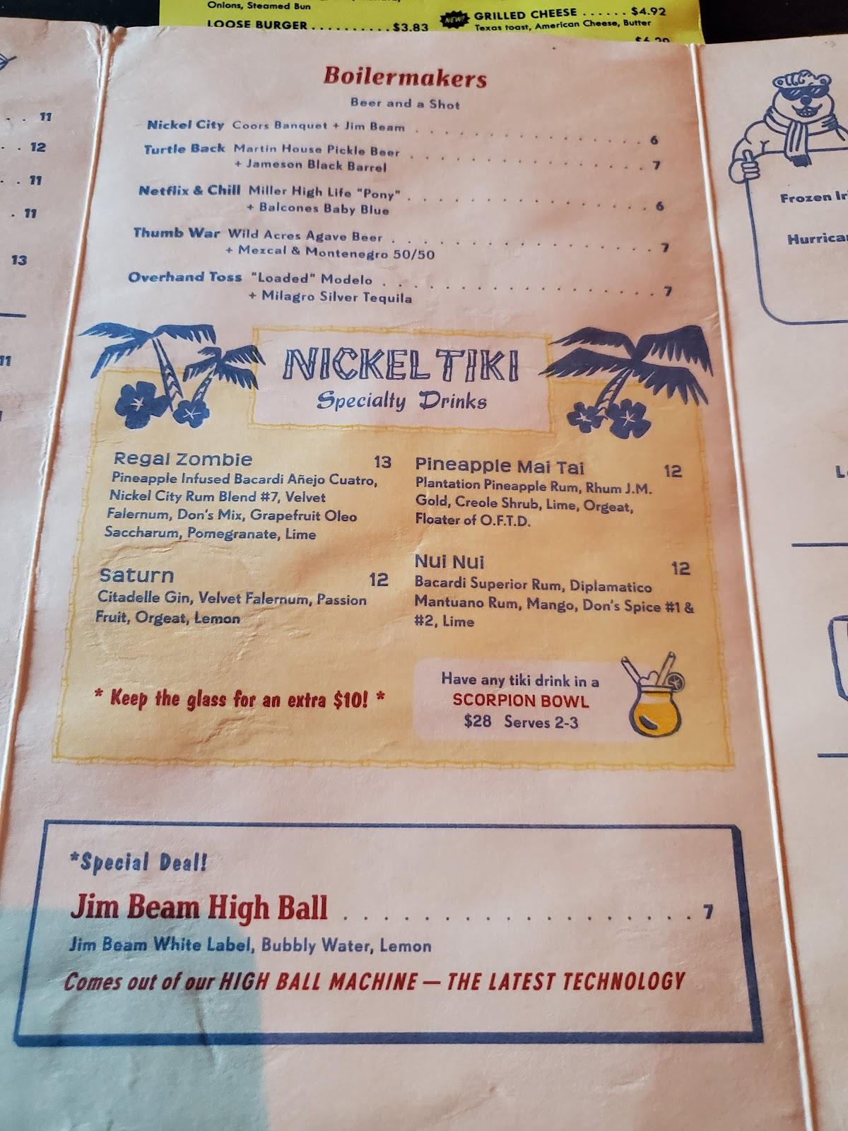 Menu at Nickel City pub & bar, Fort Worth
