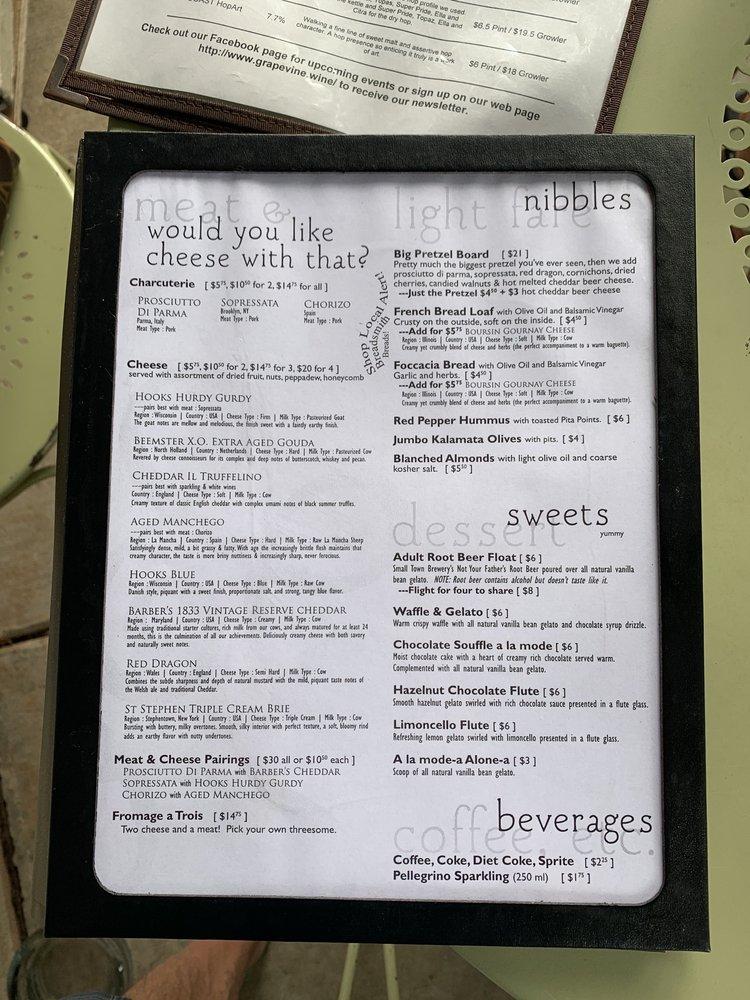 Menu at Grapevine pub & bar, Fort Mill