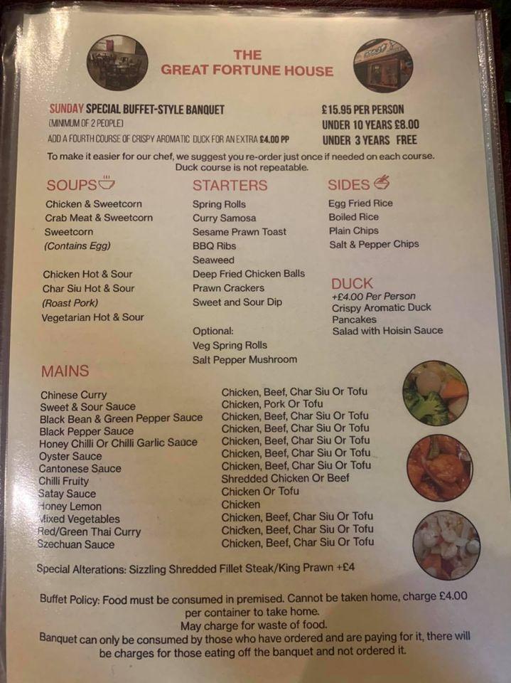 Menu at Great Fortune House Thornton-Cleveleys restaurant, Blackpool