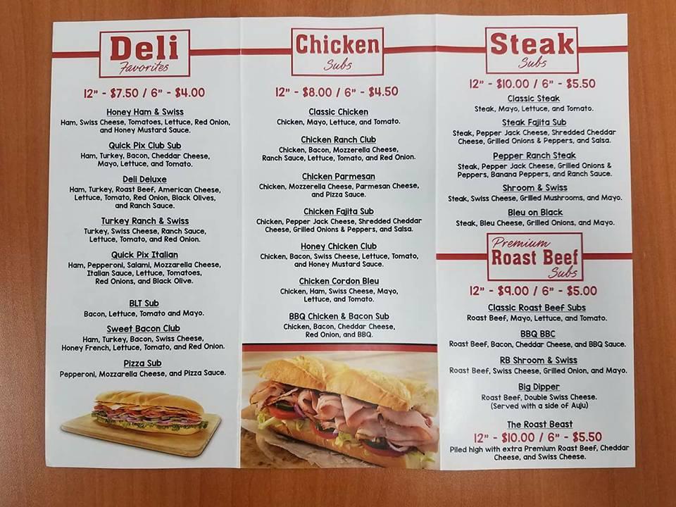 Menu at Quickpix Deli & Subs fast food, Connersville