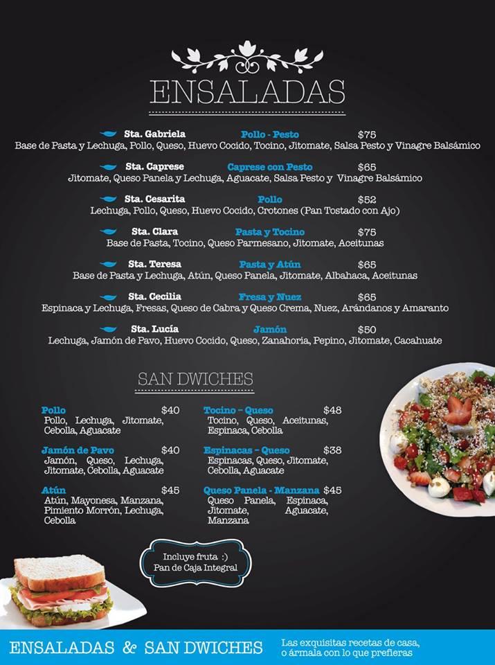 Menu at Milagroso restaurant, Santiago de Querétaro