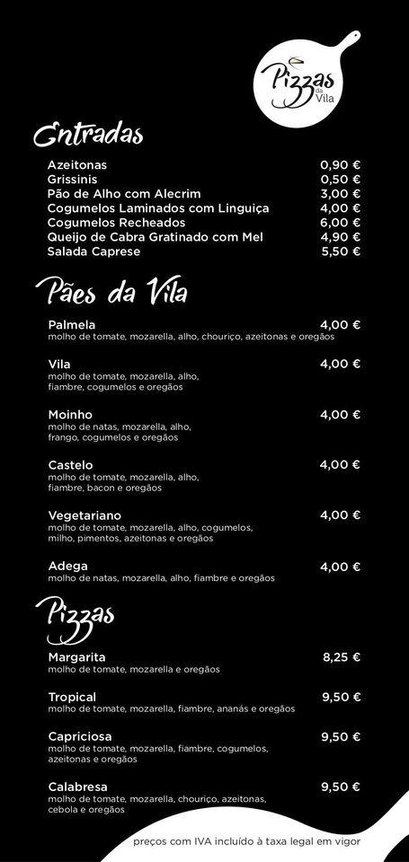 Menu em Pizzas da Vila restaurante, Palmela