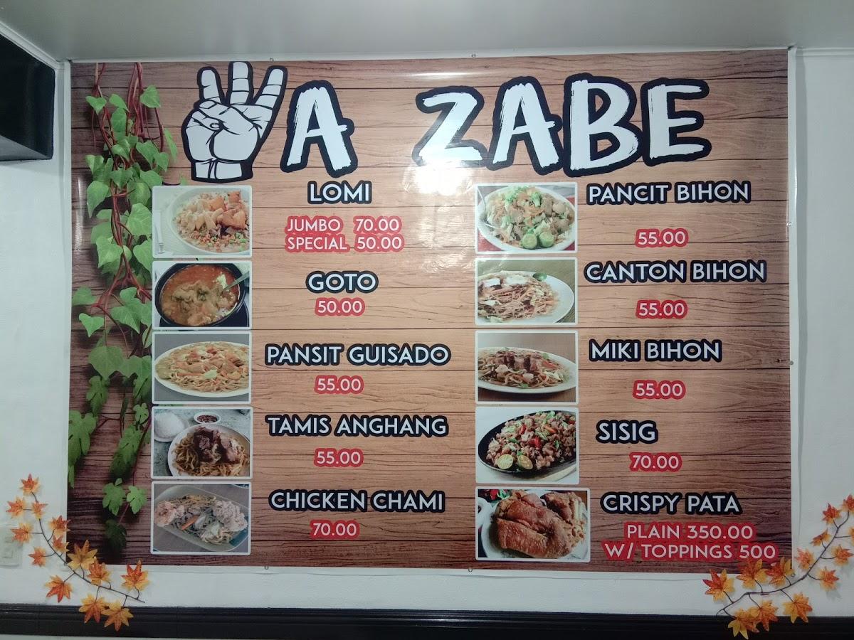Menu at WA ZABE Food Haus restaurant, Calamba