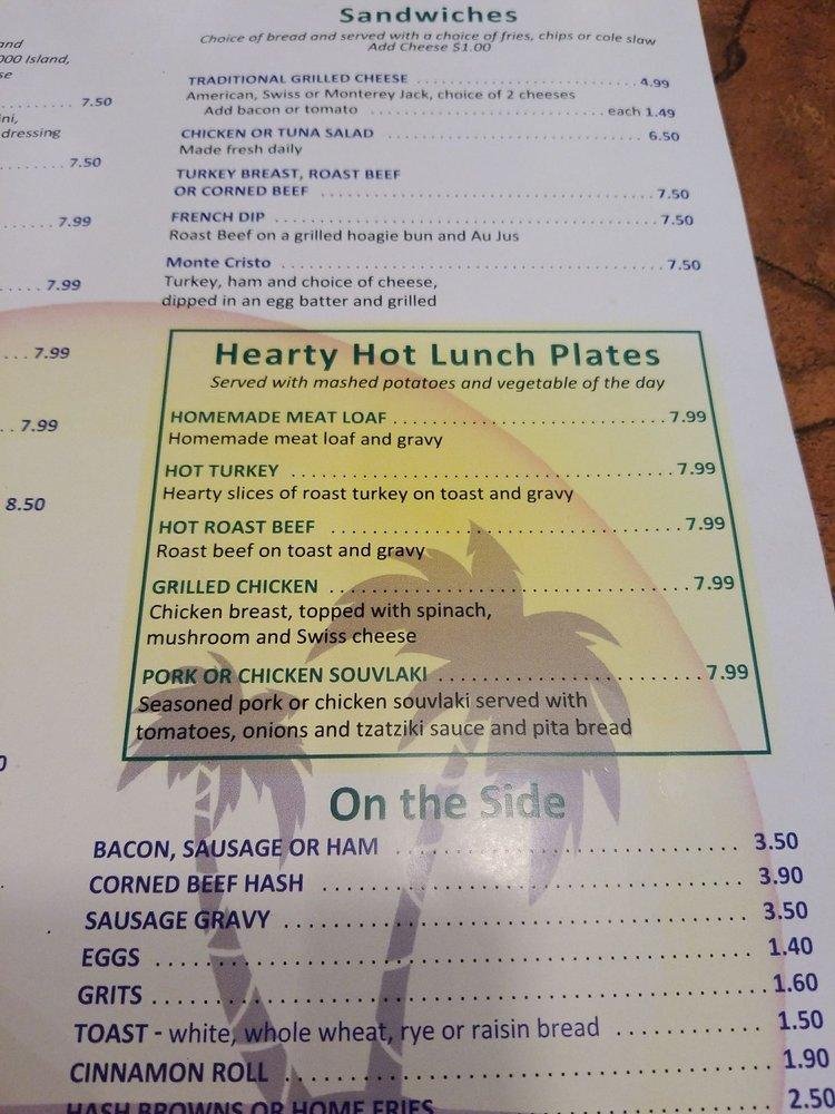 Menu at Daybreak Cafe, Tarpon Springs