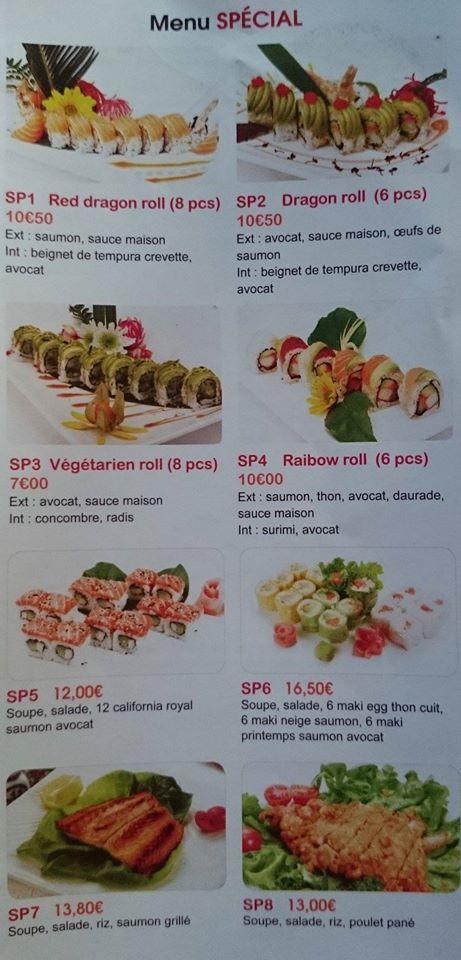 Menu at Sushi Osakaya restaurant, Évreux