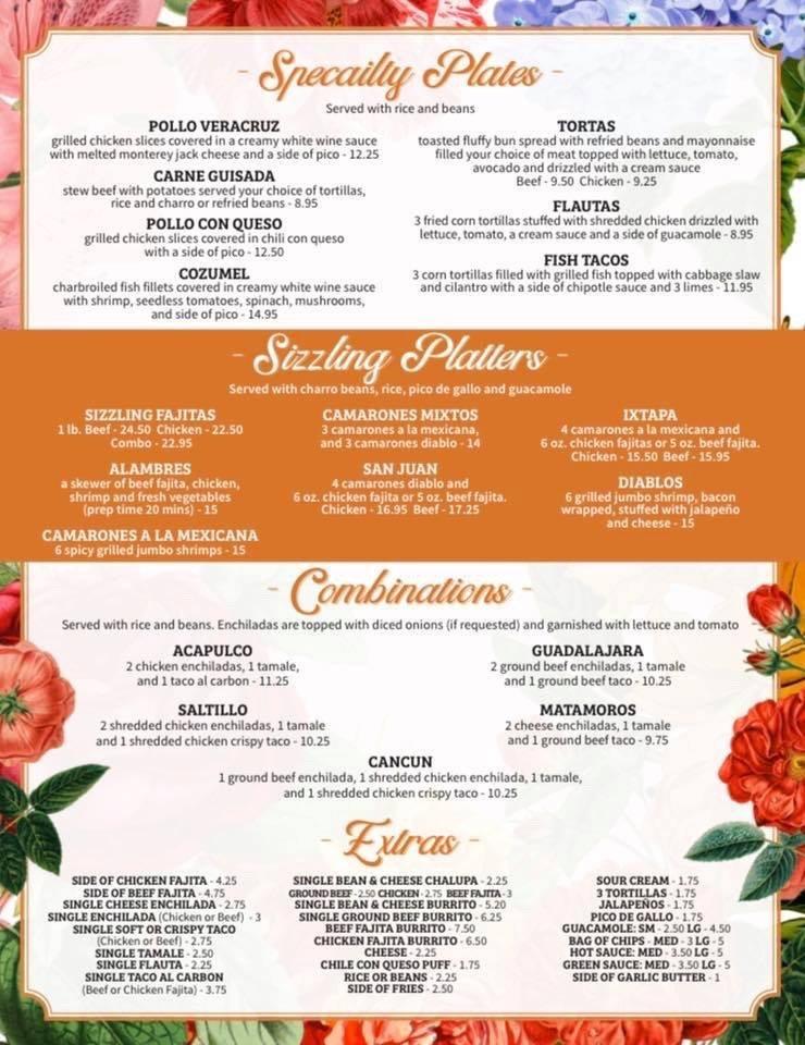 Menu at Las Flores restaurant, Alvin, 306 E House St