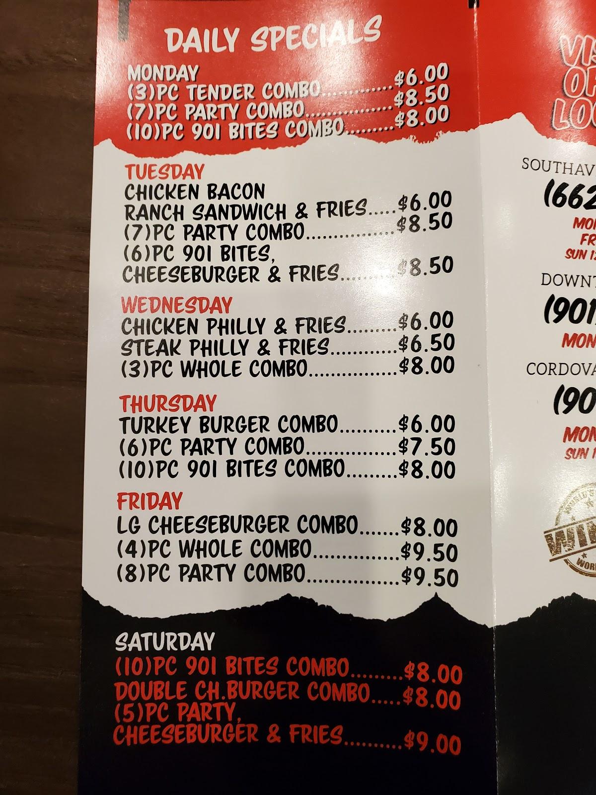 Menu at 901 Wings Cordova restaurant, Memphis, N Germantown Pkwy