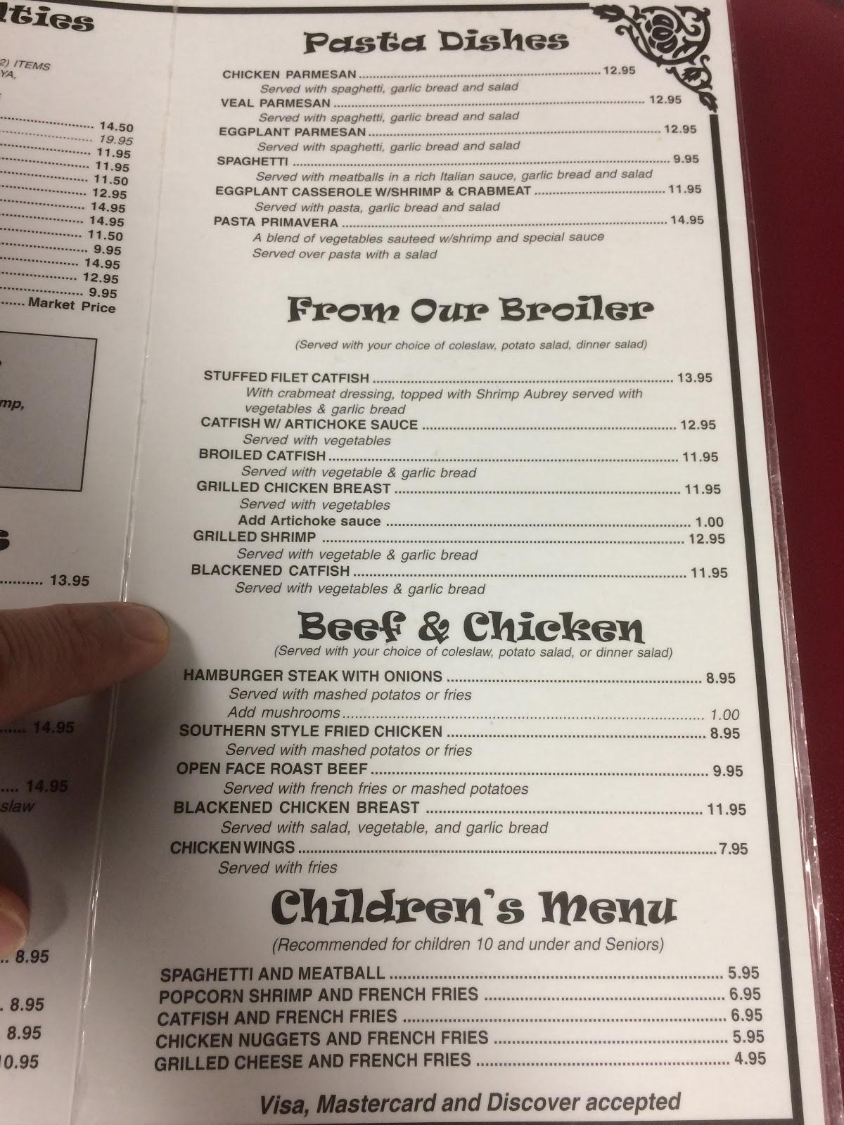 Menu at Jake's Seafood & Restaurant, Marrero