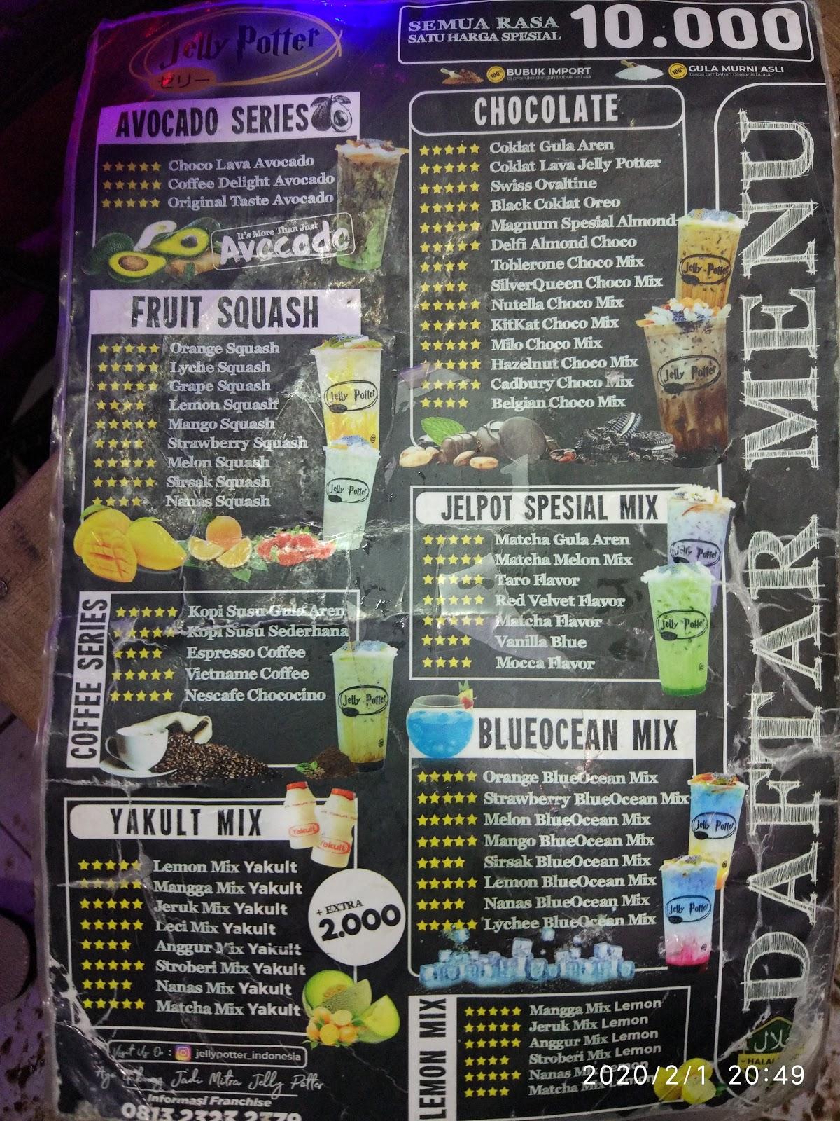 Carta del café Jelly Potter Kosambi, Karawang