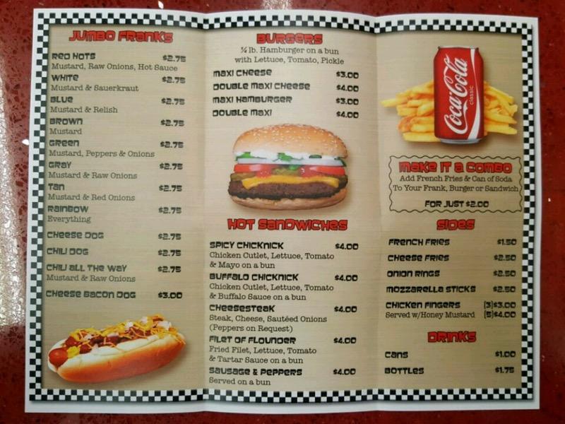 Menu at Jolly Nick's restaurant, Dumont