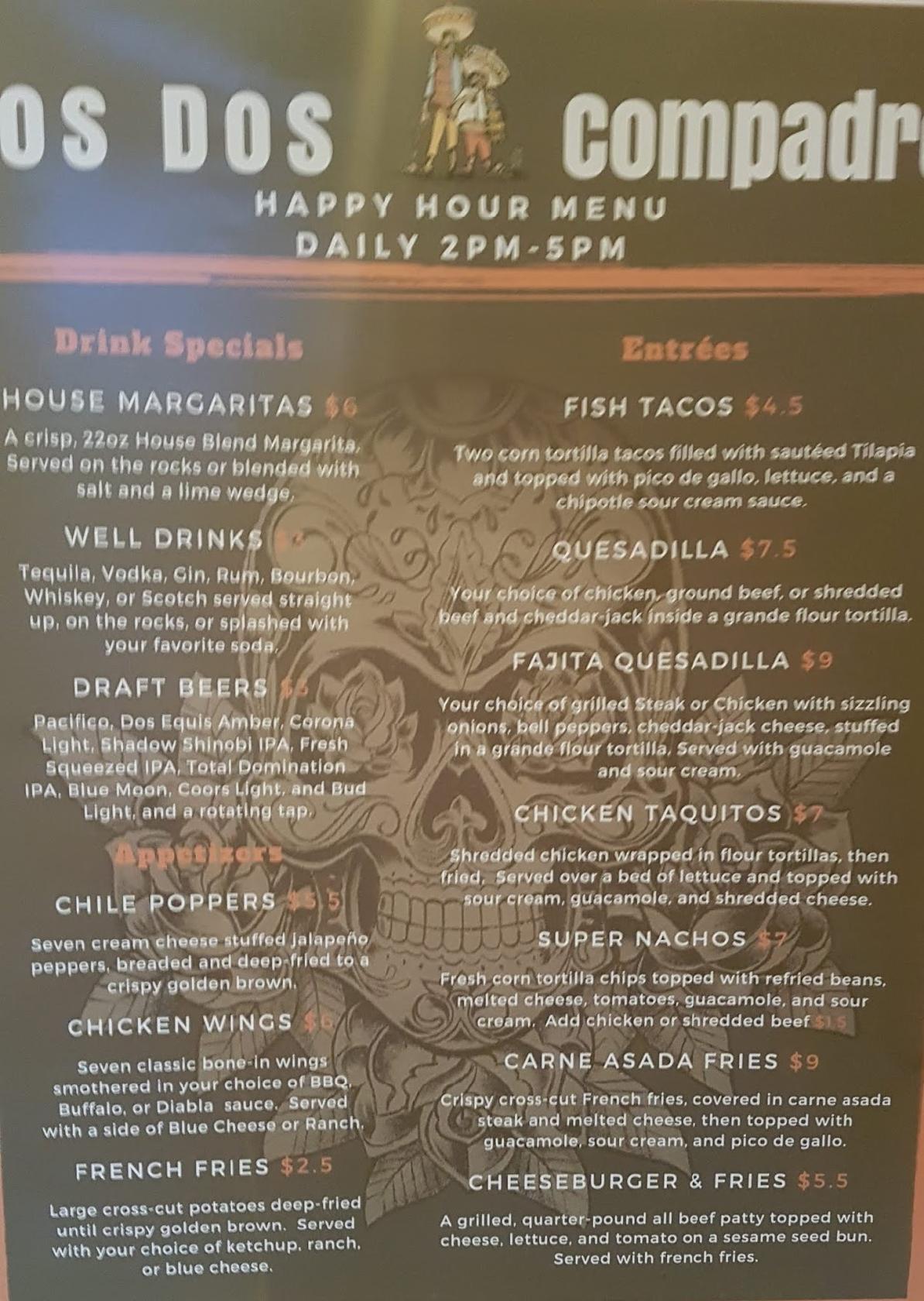 Menu at Los Dos Compadres restaurant, Washougal, 701 E St