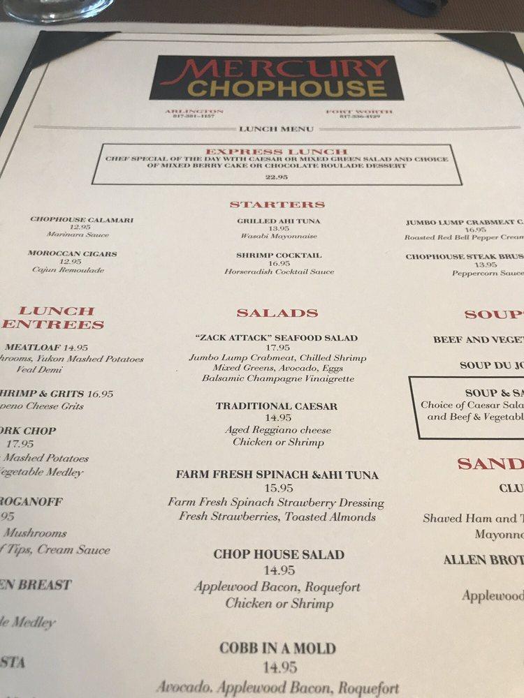 Menu at Mercury Chophouse - Arlington pub & bar, Arlington