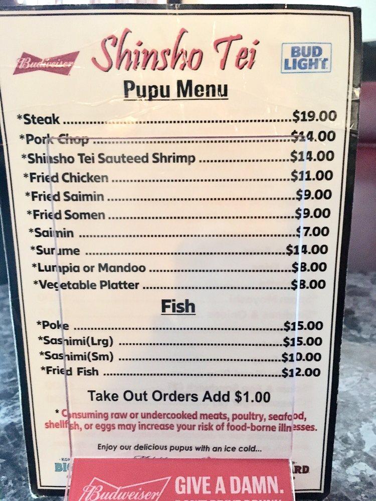 Menu at Shinsho Tei pub & bar, Honolulu