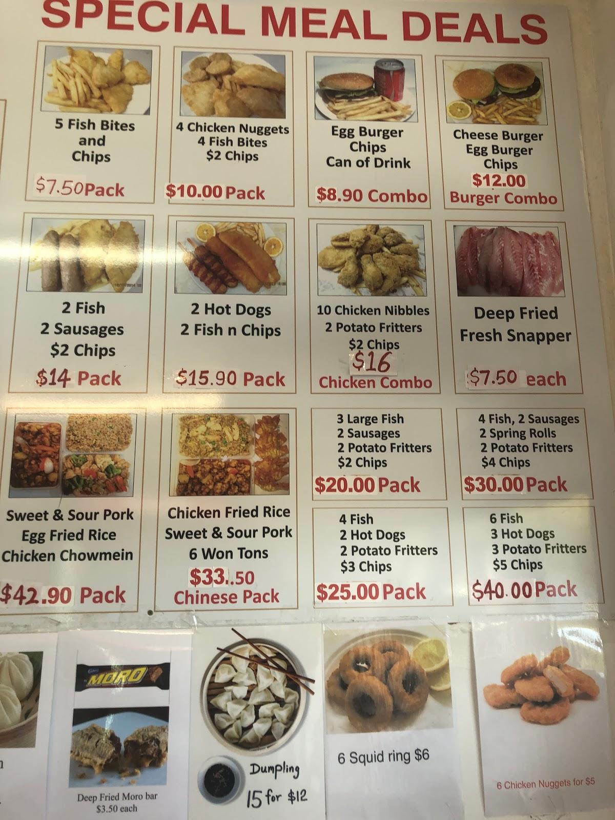 Menu at Whau Valley Fish & Chips and Chinese Takeaway Shop restaurant ...