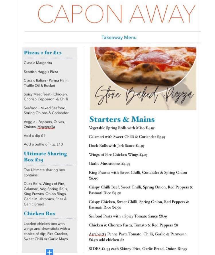Menu at The Capon Tree Town House restaurant, Jedburgh